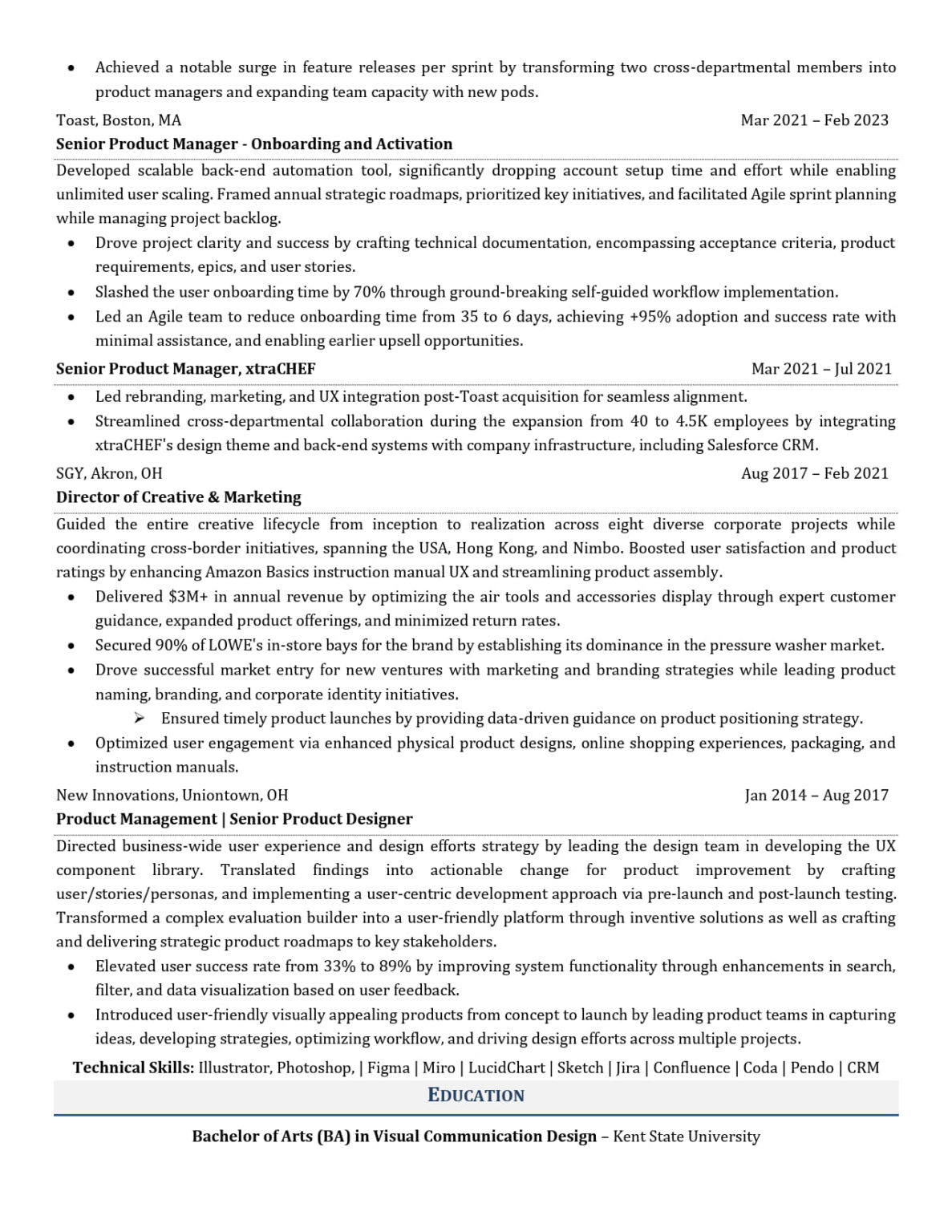 Chief Product Officer (CPO) Resume Example - Resume Thrive