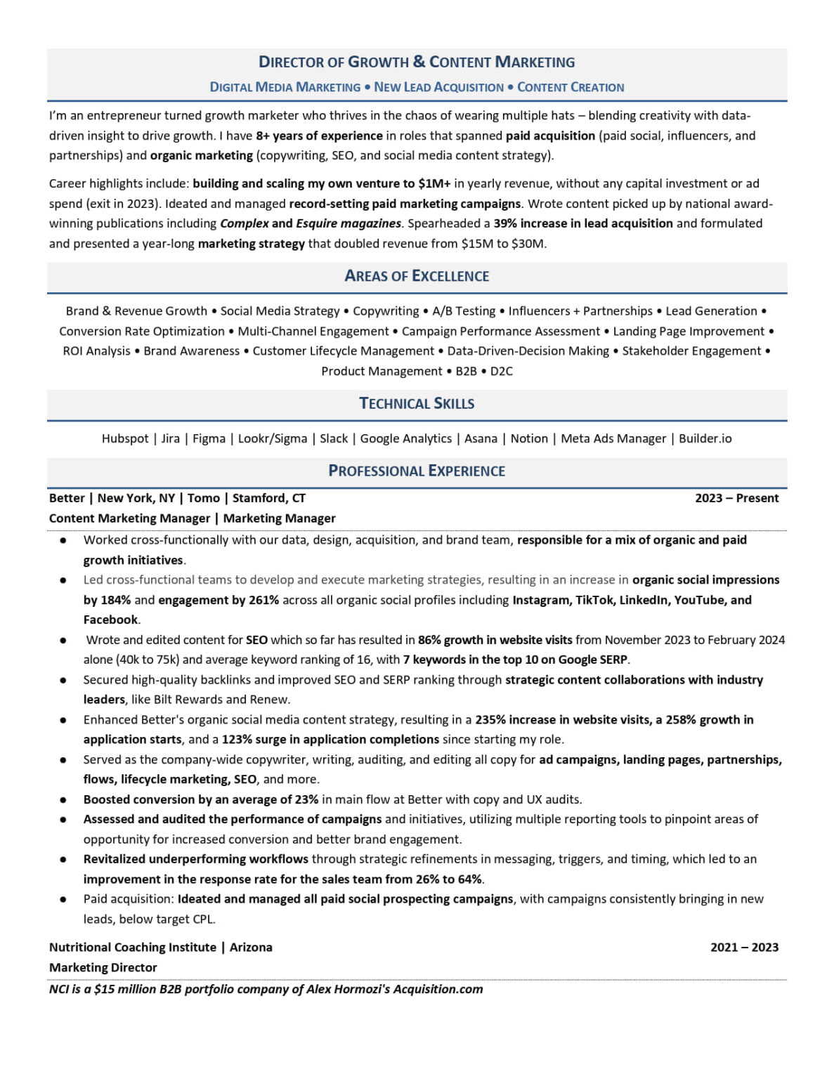 Content Marketing Manager Resume Example - Resume Thrive