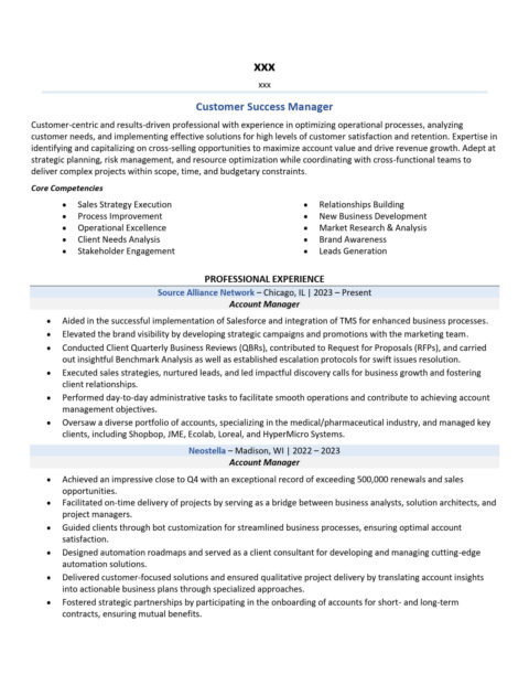 Customer Success Manager Resume Example - Resume Thrive