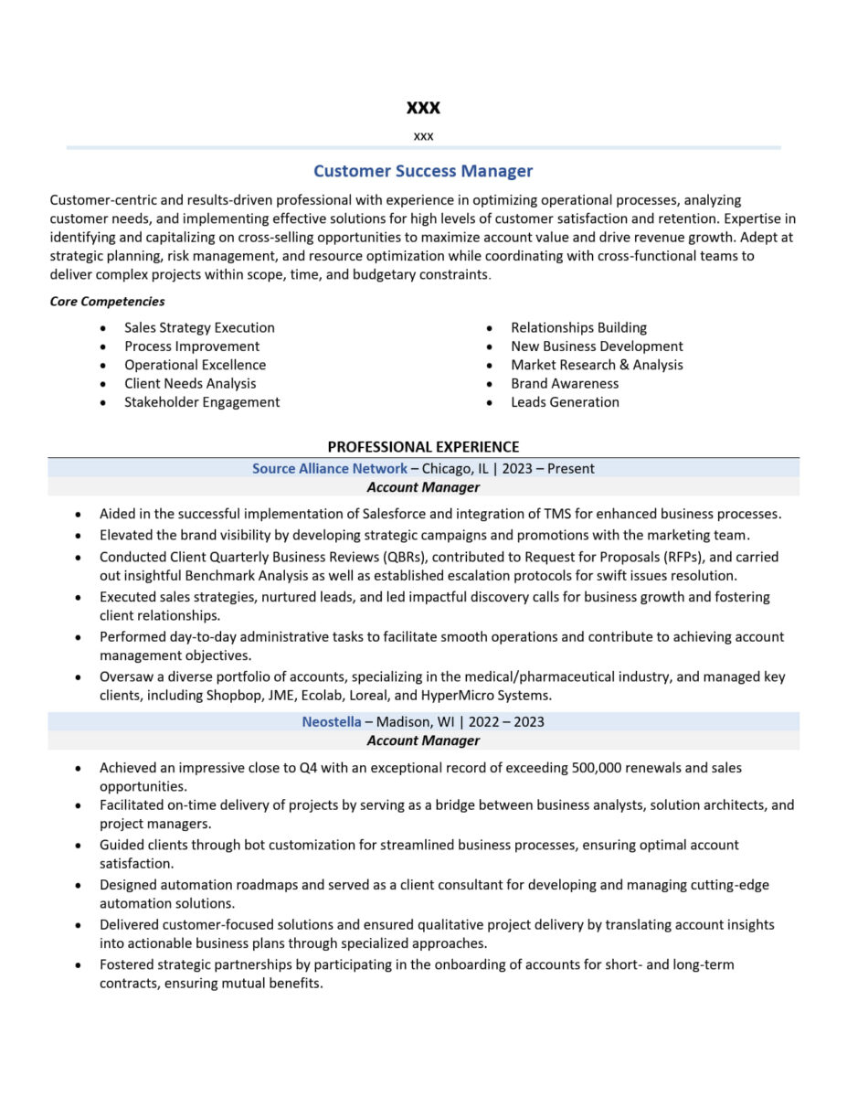Customer Success Manager Resume Example - Resume Thrive
