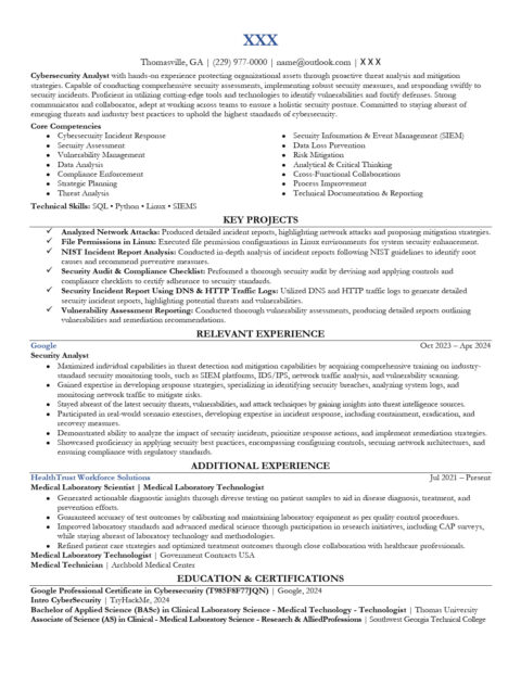 Cyber Security Analyst Resume Example - Resume Thrive