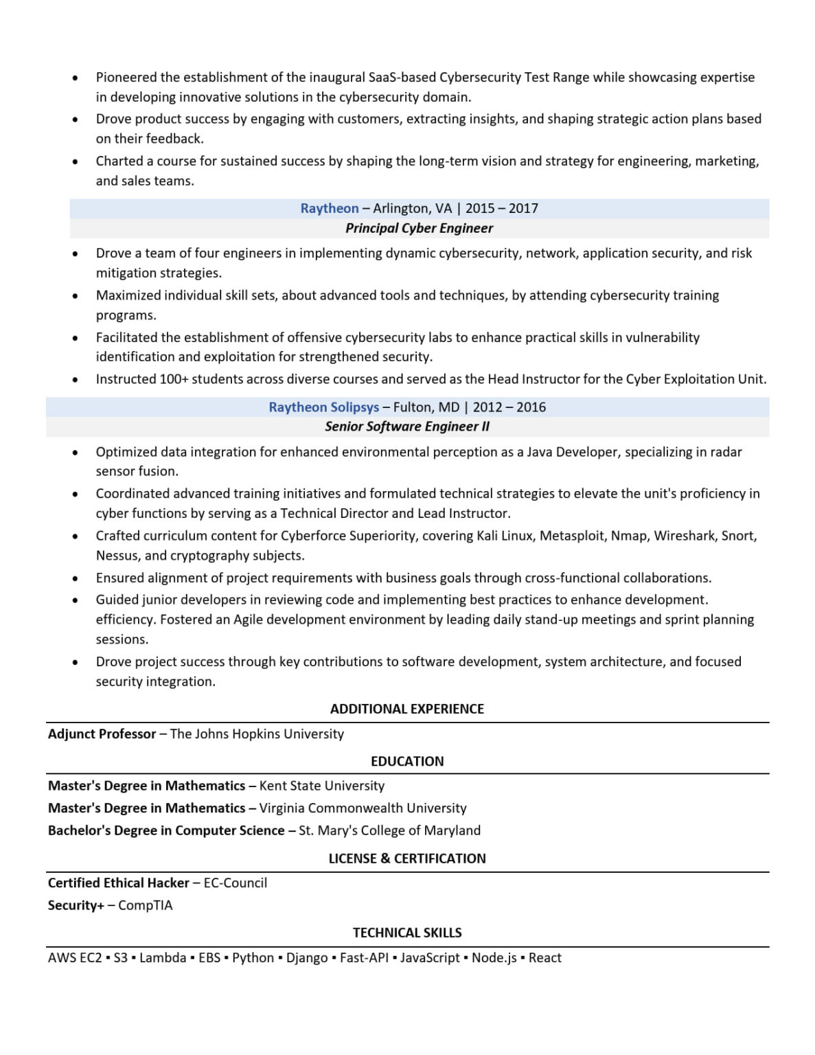 Director of CyberSecurity Resume Example - Resume Thrive