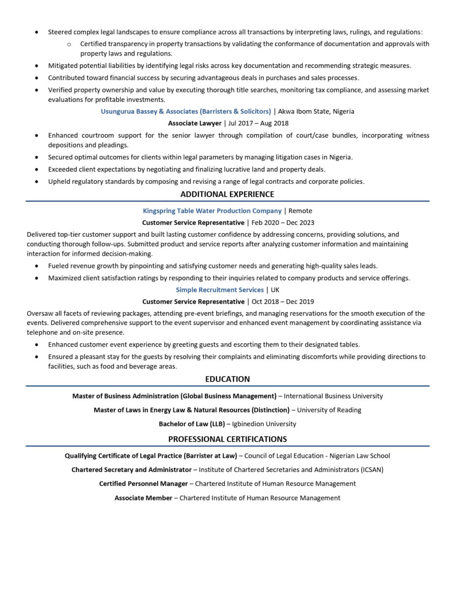 Legal & Compliance Officer Resume Example - Resume Thrive
