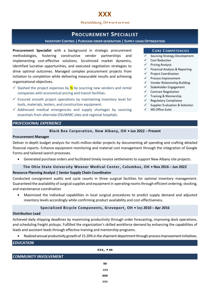 Procurement Specialist Resume Example - Resume Thrive