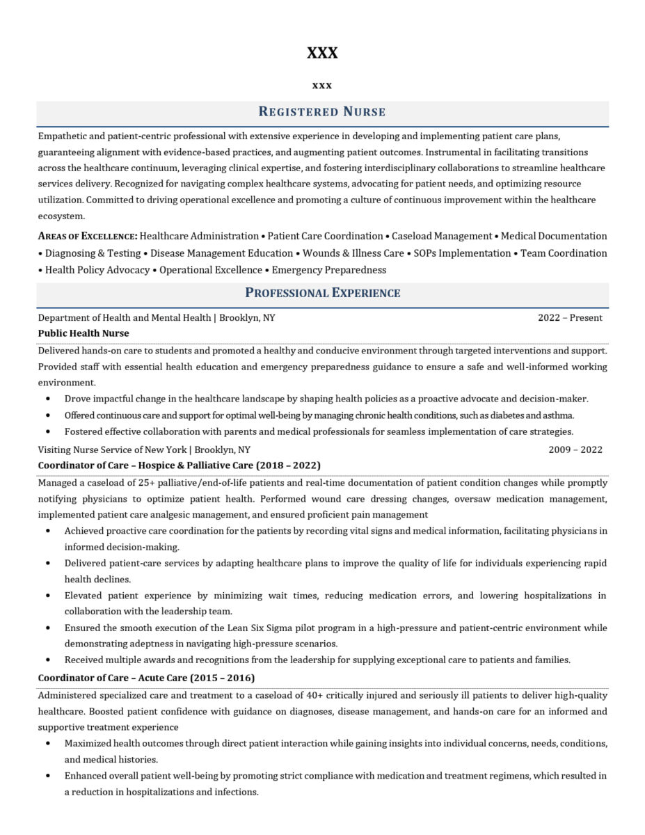 Registered Nurse Resume Example - Resume Thrive