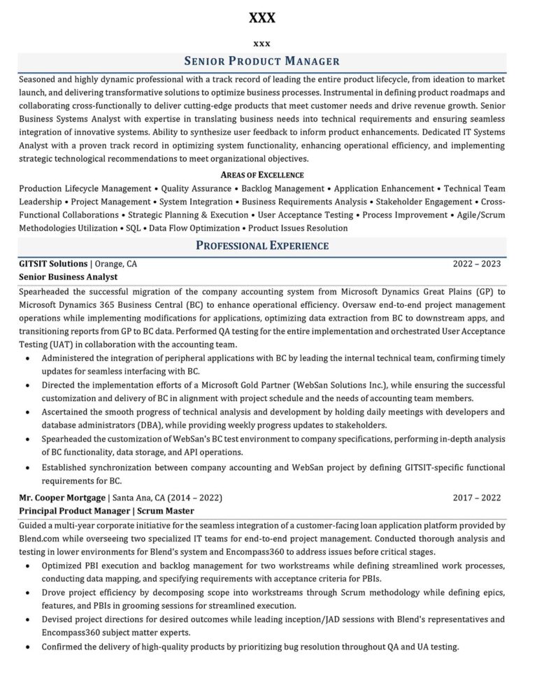 Senior Product Manager Resume Example - Resume Thrive