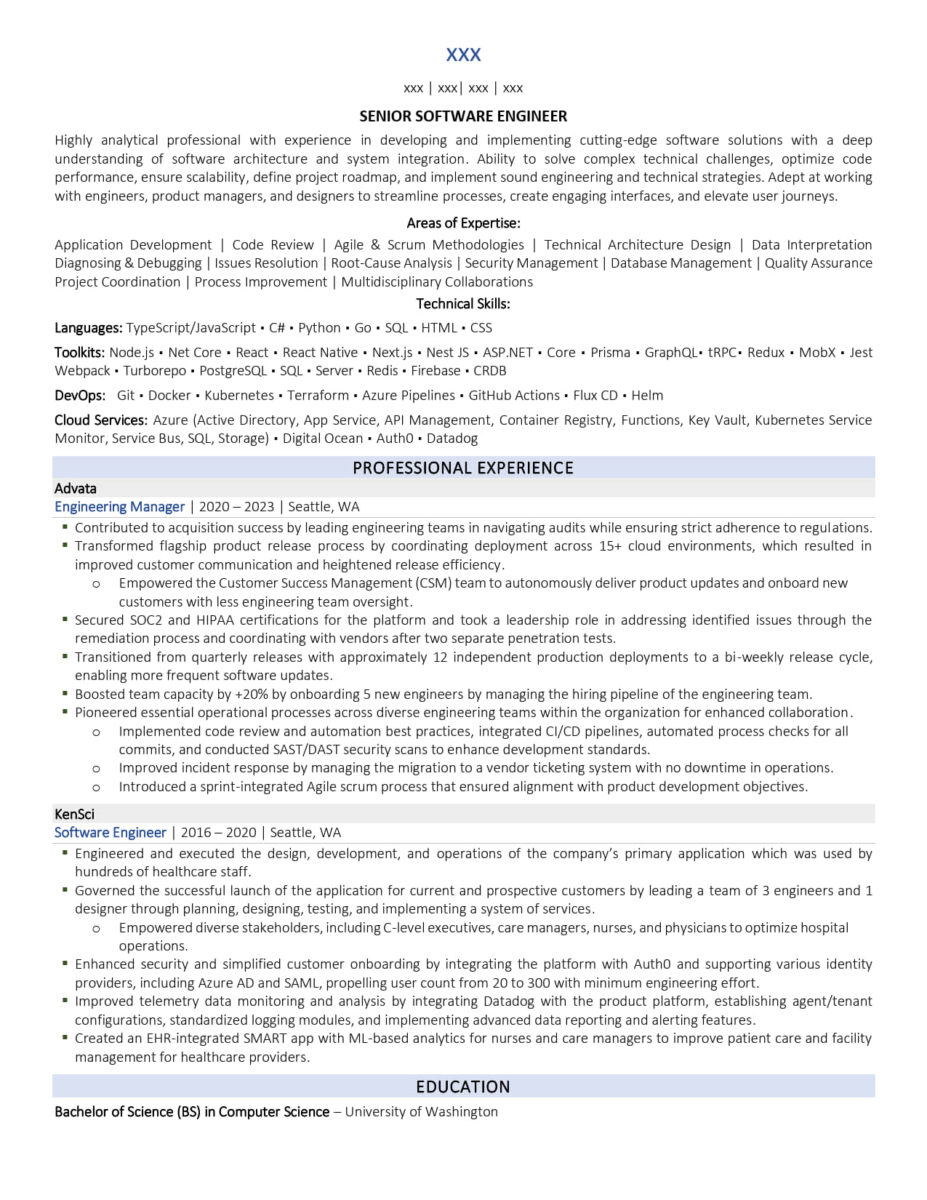 Senior Software Engineer Resume Example - Resume Thrive