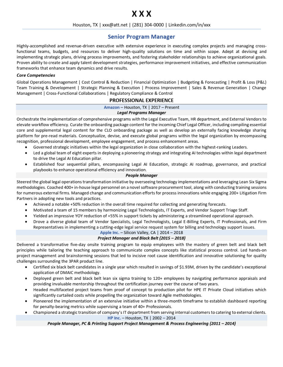 Senior Program Manager Resume Example - Resume Thrive