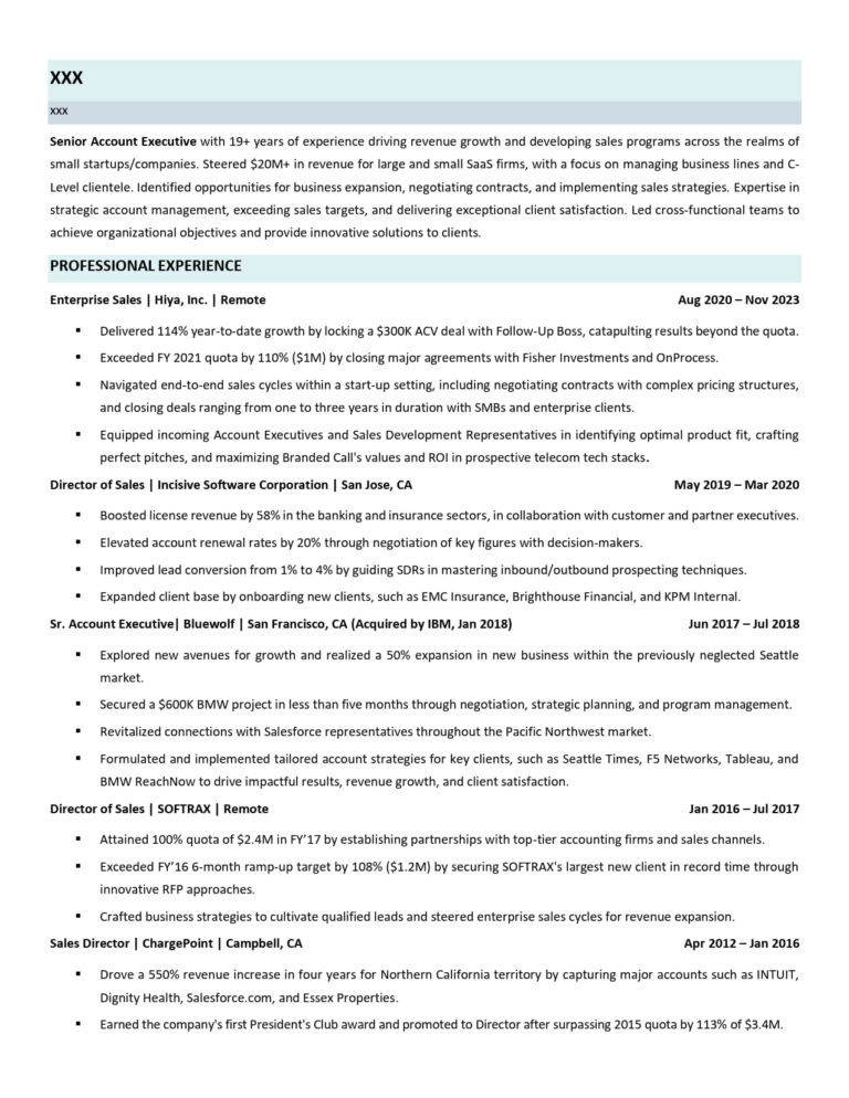 Senior Account Executive Resume Example - Resume Thrive