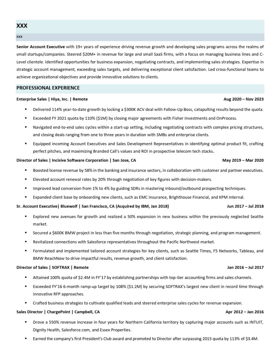 Senior Account Executive Resume Example - Resume Thrive