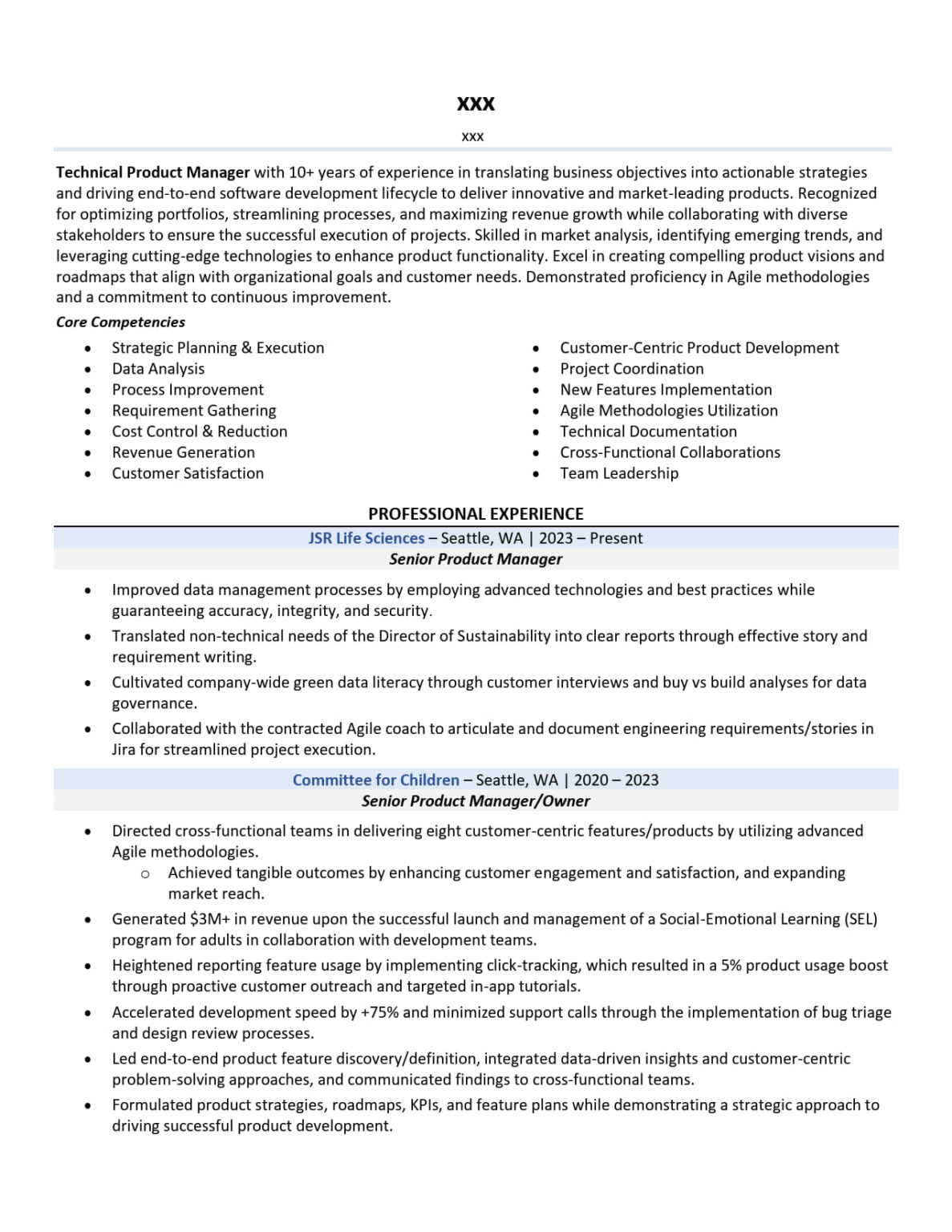 Technical Product Manager Resume Example - Resume Thrive